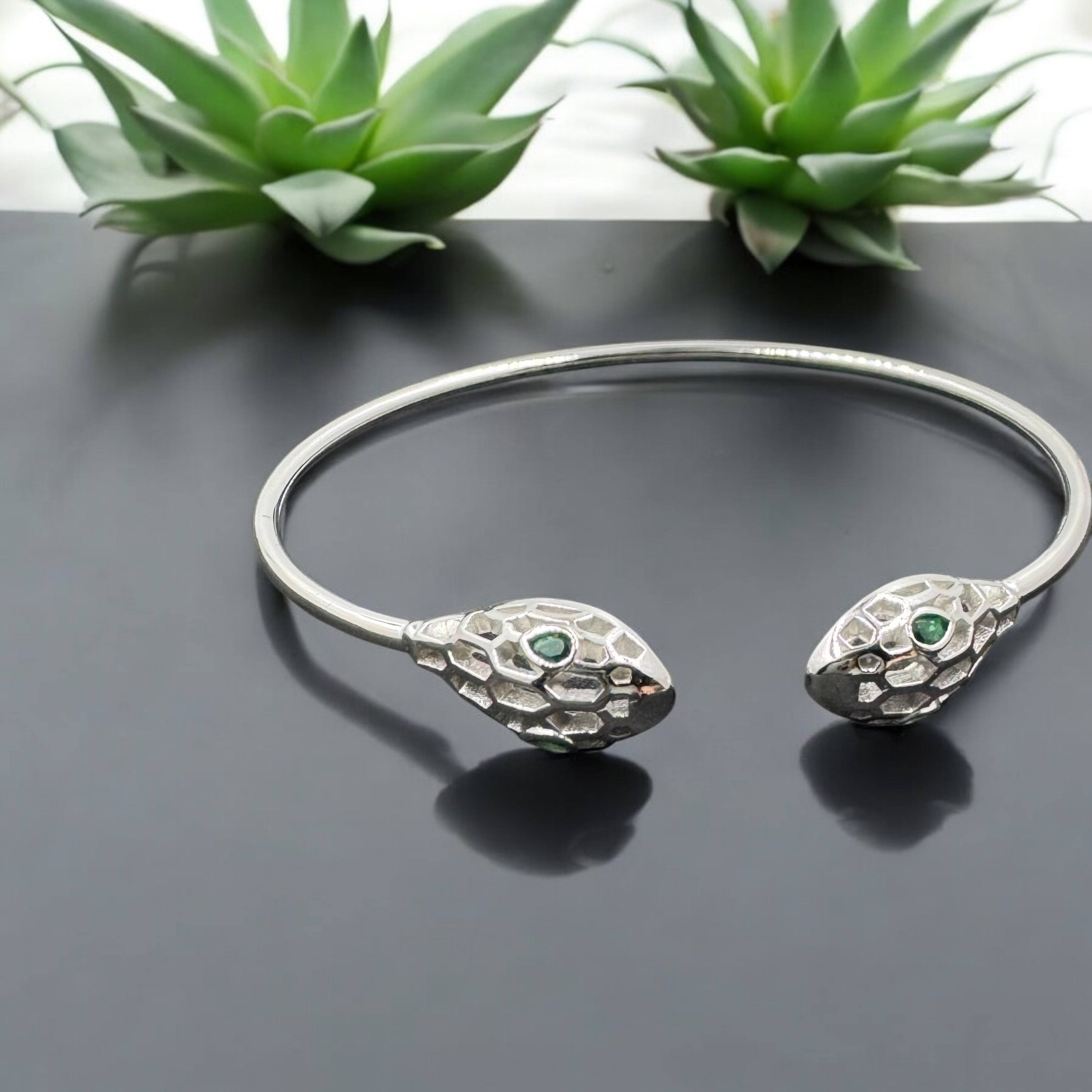 Serpenti Bracelet-Inspired 925 Sterling Silver Snake Head Bracelet wit